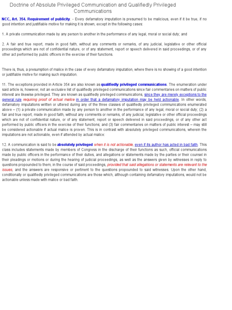 103 Privileged Communication | PDF | Defamation | Public Sphere