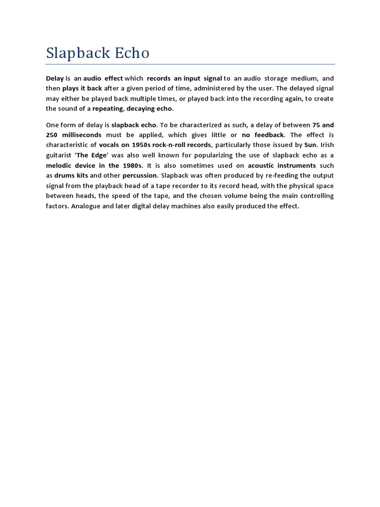 Slapback Echo | Download Free PDF | Signal Processing | Sound Production
