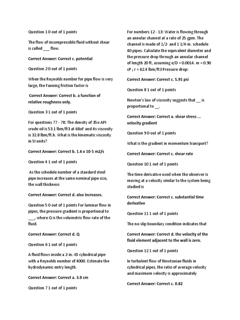 Problem Set | PDF | Fluid Dynamics | Reynolds Number