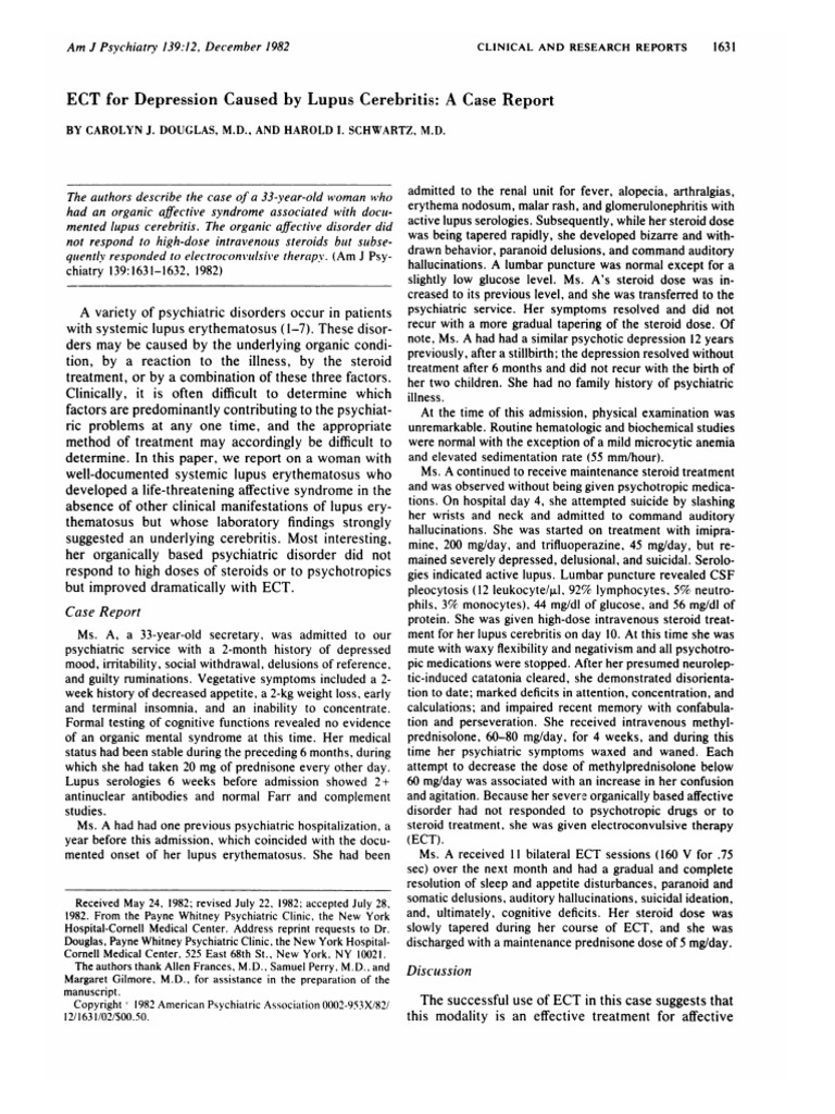Lupus Cerebritis Depression - Case Report | PDF | Systemic Lupus ...