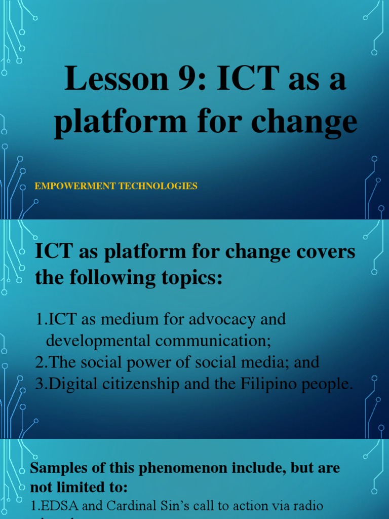 Lesson 9: ICT As A Platform For Change: Empowerment Technologies | PDF ...