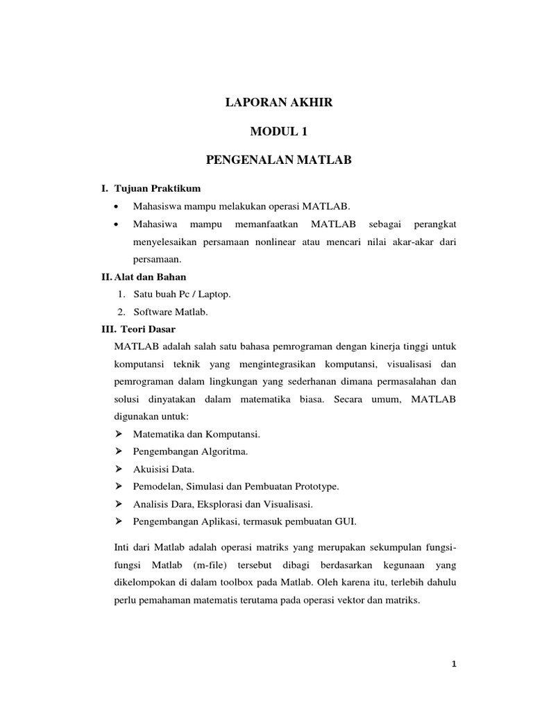 Laporan Akhir MATLAB | PDF