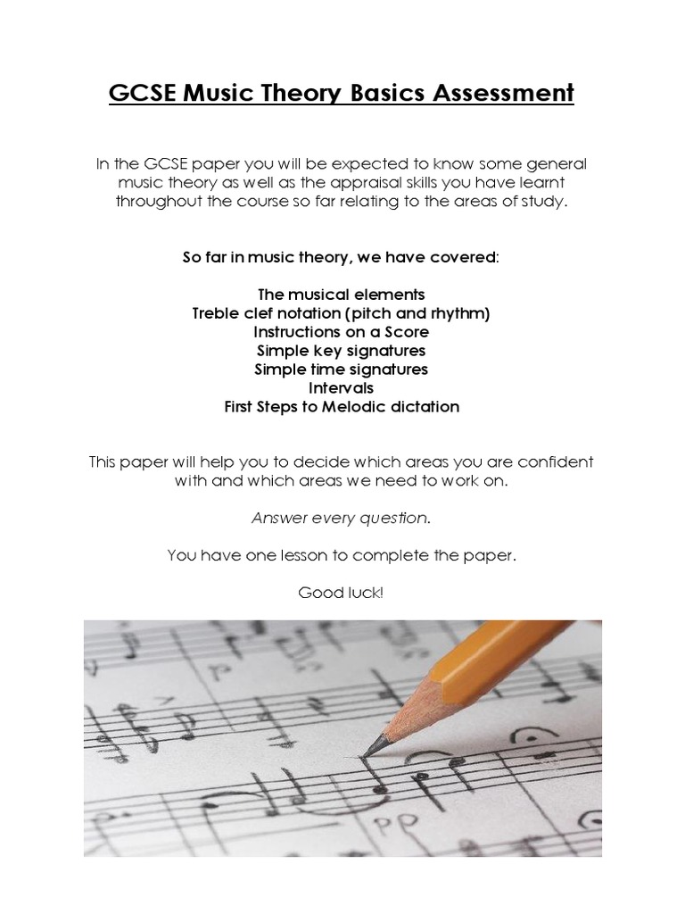 GCSE Music Theory Basics Assessment: Answer Every Question | PDF ...