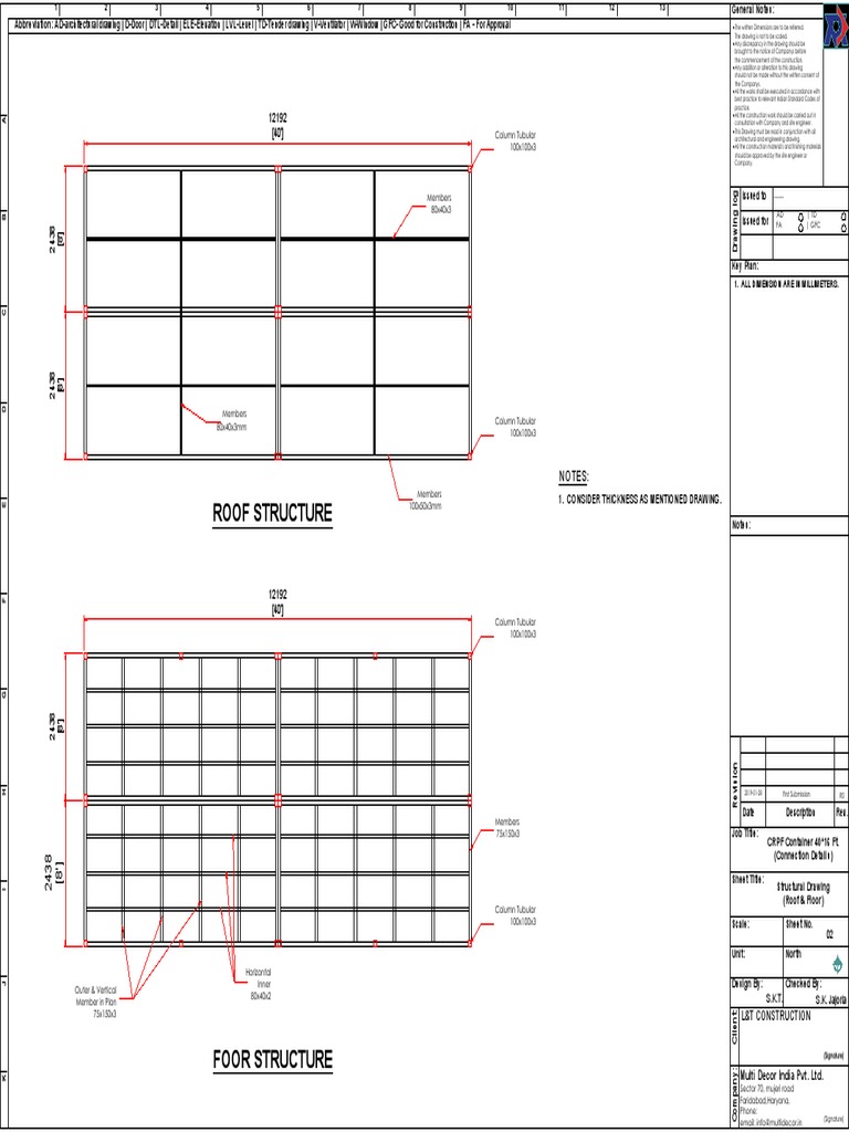 Roof Structure Drawing with General Notes Providing Construction ...