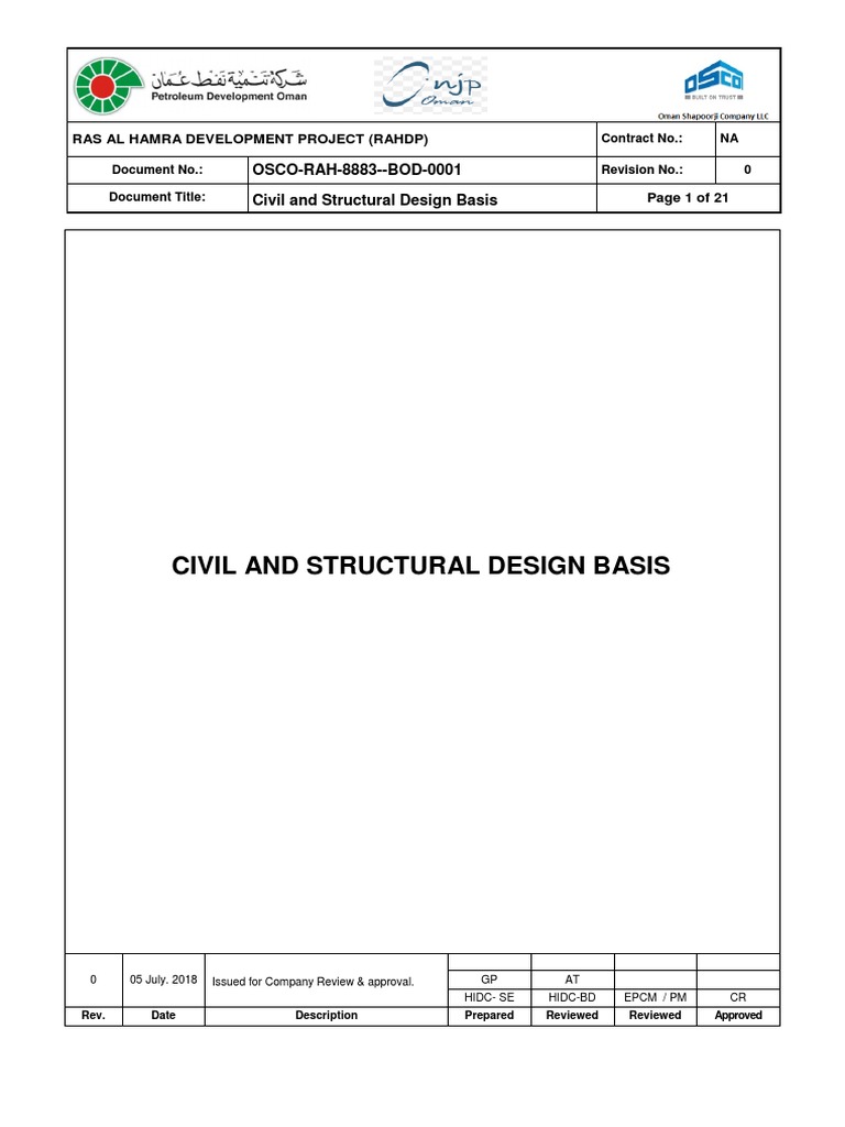 Civil and Structural Design Basis Report | PDF | Structural Load | Specification (Technical ...