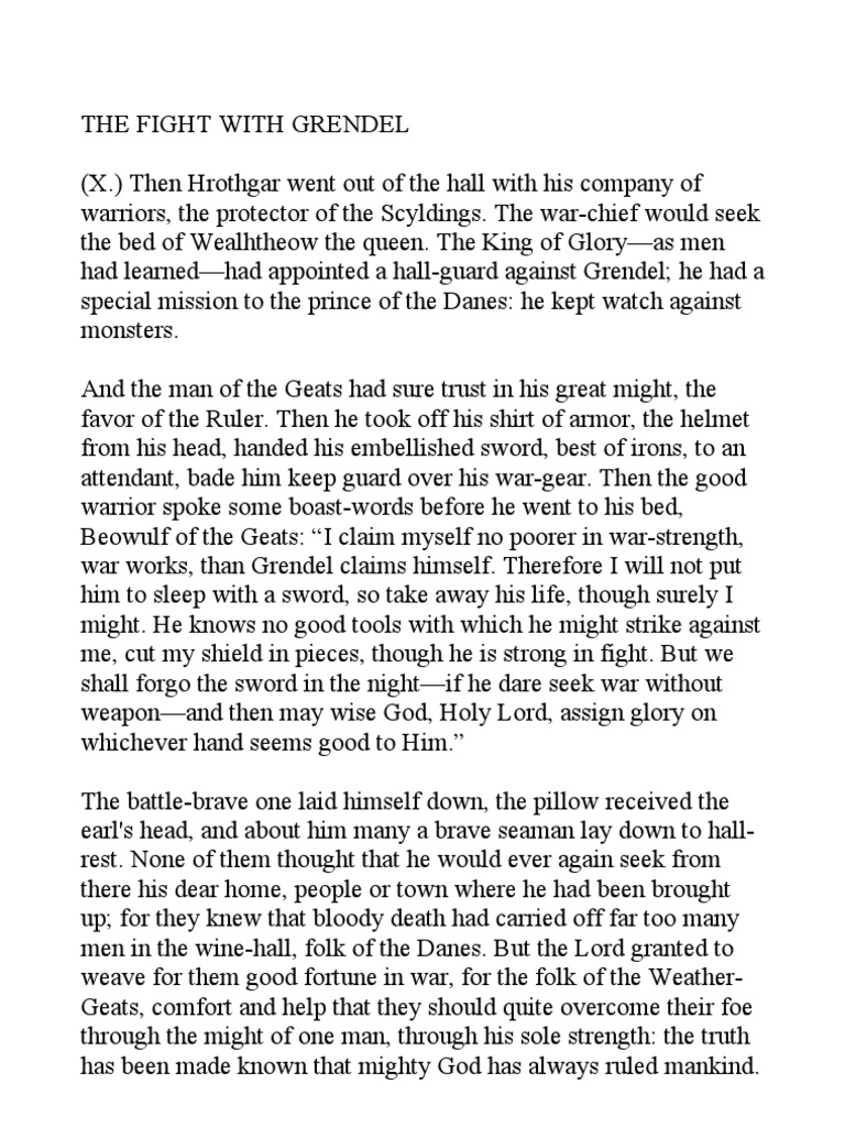 The Fight With Grendel | PDF | Beowulf | Geats