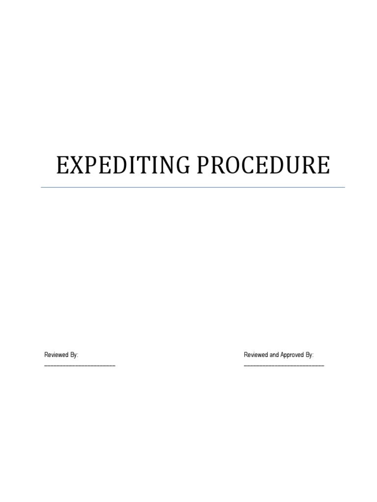 Expediting Procedure | Specification (Technical Standard) | Business