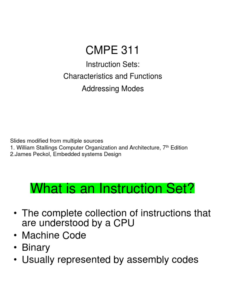 01 Instruction Sets Characteristics and Addressing Modes | PDF ...