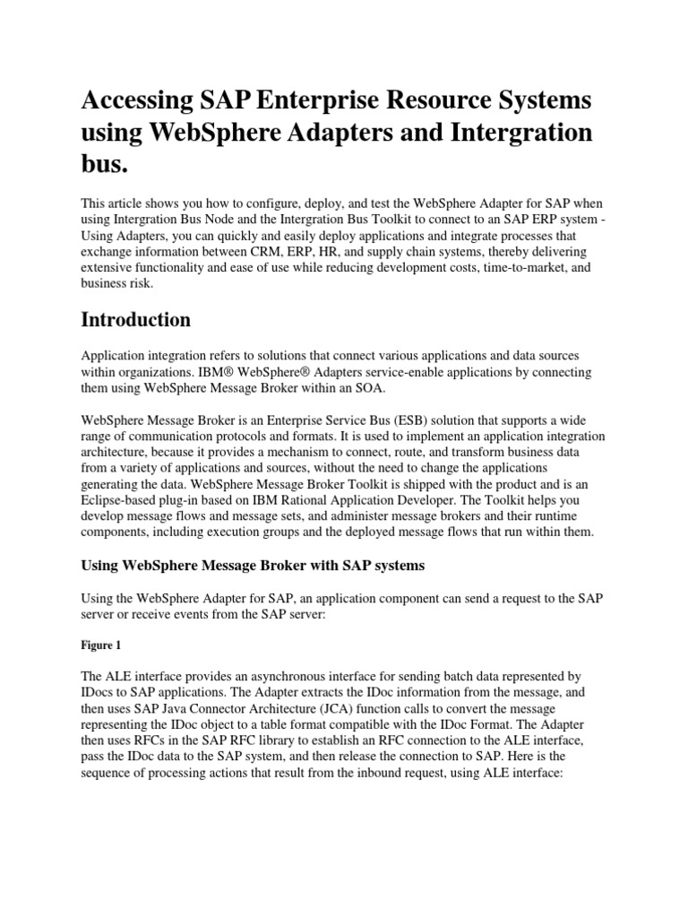 SAP ERP CONNECTING WebSphere Adapters and IIB | PDF | Information ...
