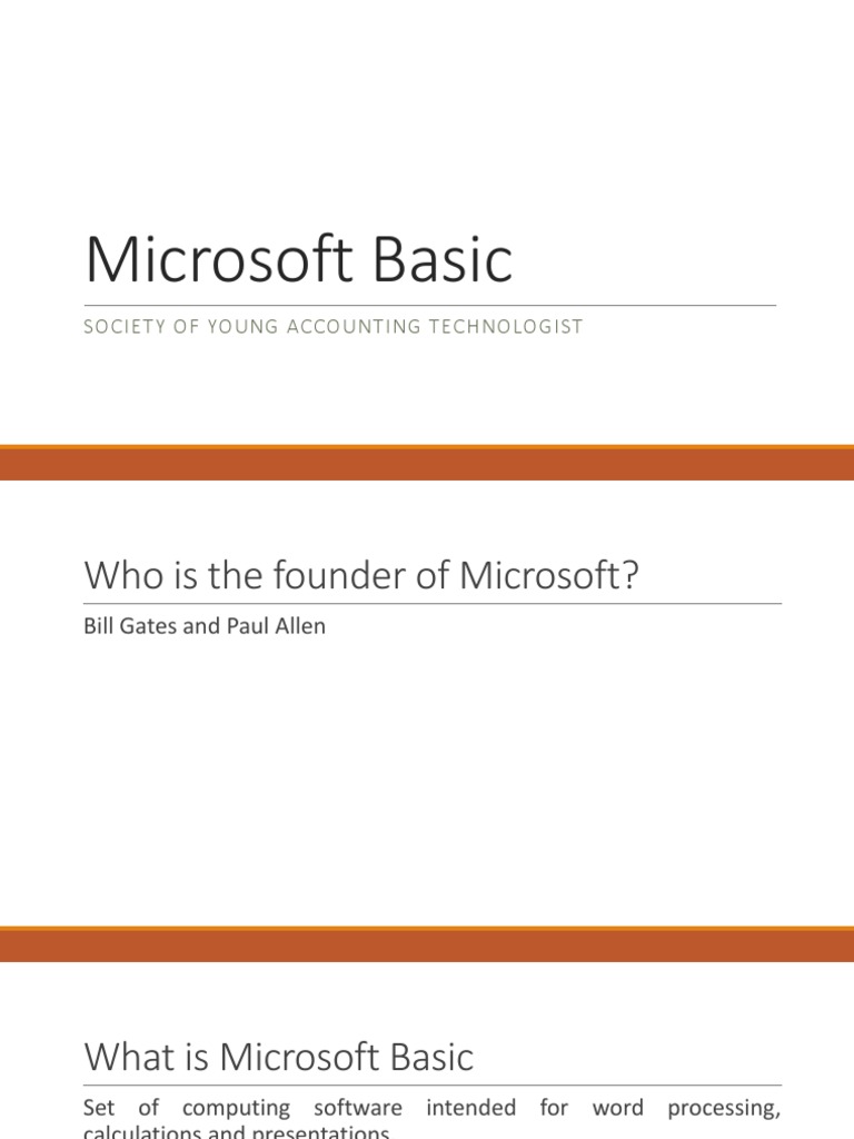 Microsoft Basic: Society of Young Accounting Technologist | PDF ...