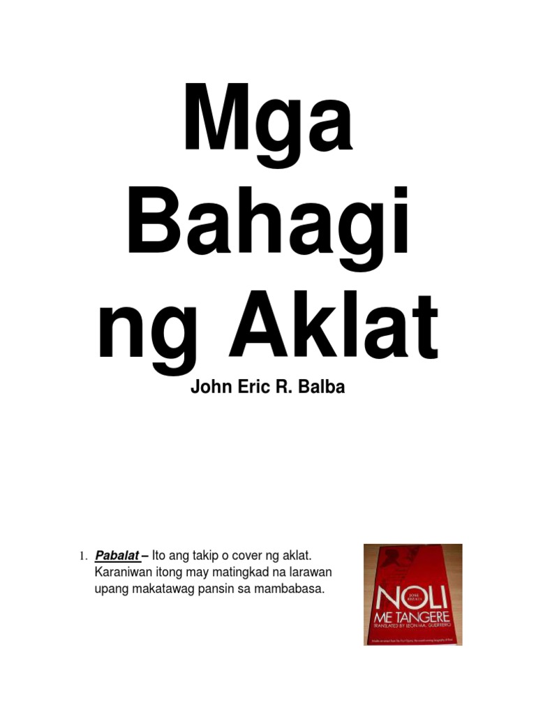 Mga Bahagi NG Aklat | PDF