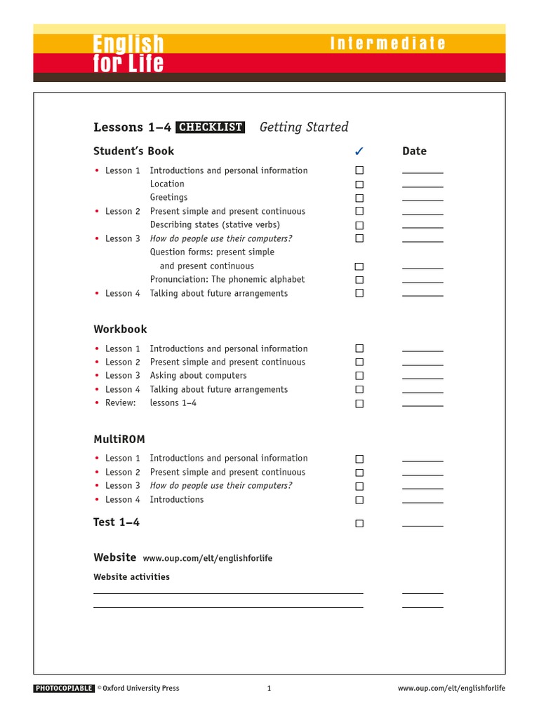 For Life English: Lessons 1-4 Getting Started | PDF | English Language ...