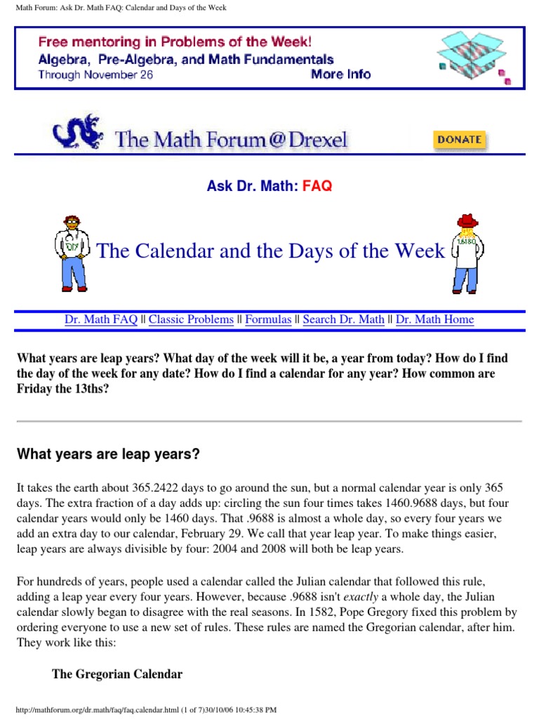 Calender and Days of The Week | PDF | Year | Calendar