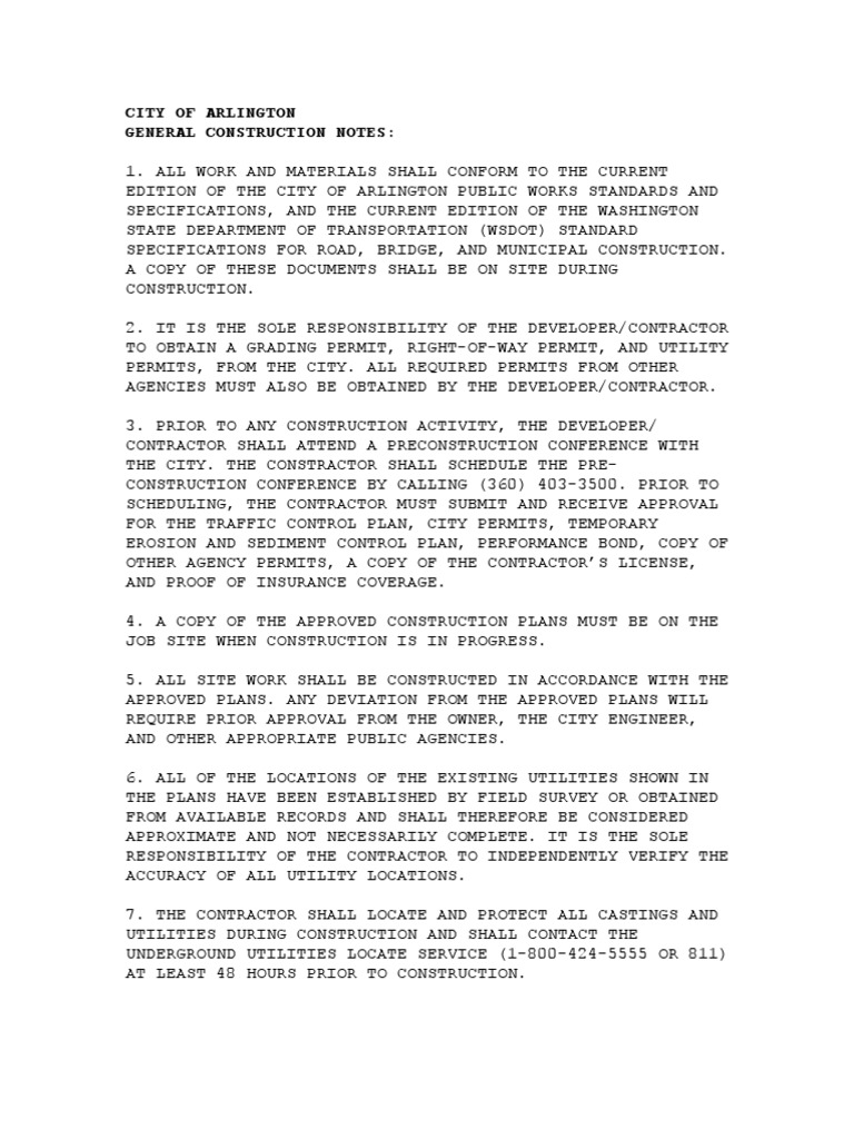 General Construction Notes | PDF | General Contractor | Engineering
