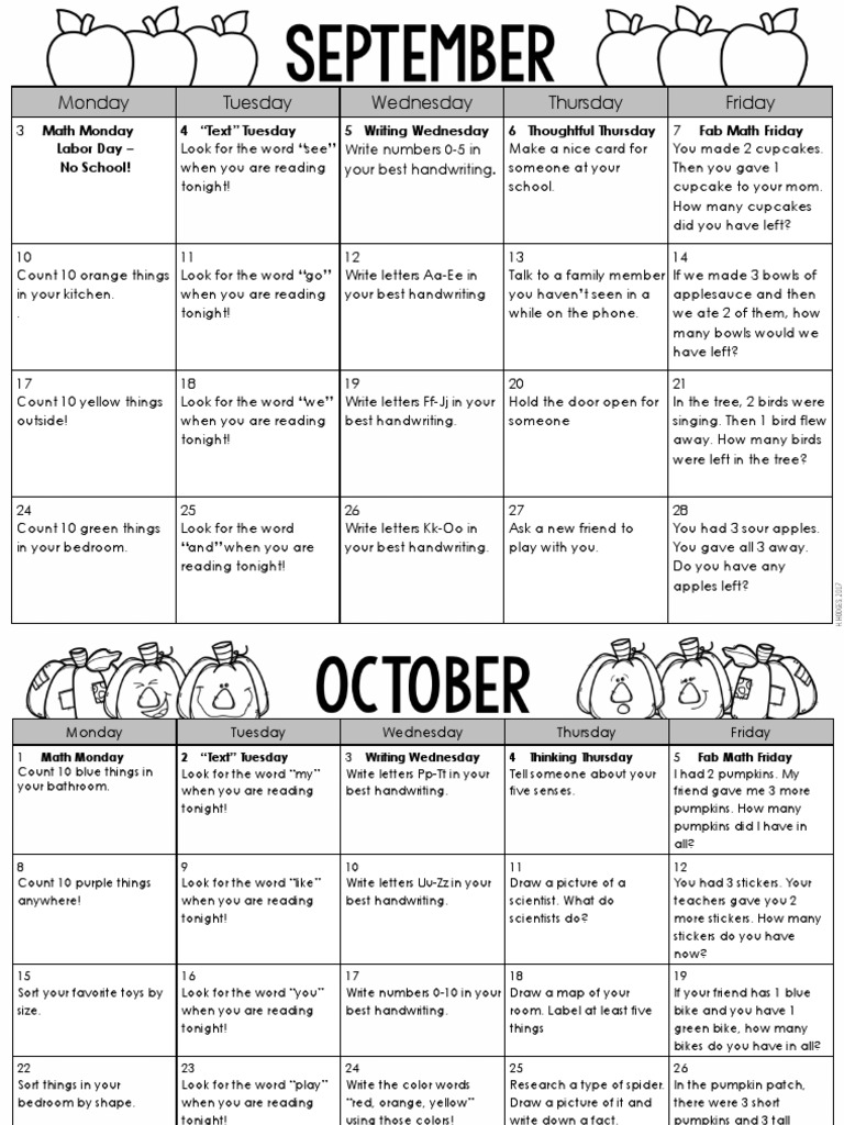 Homework Calendar 2018-19 2 | PDF