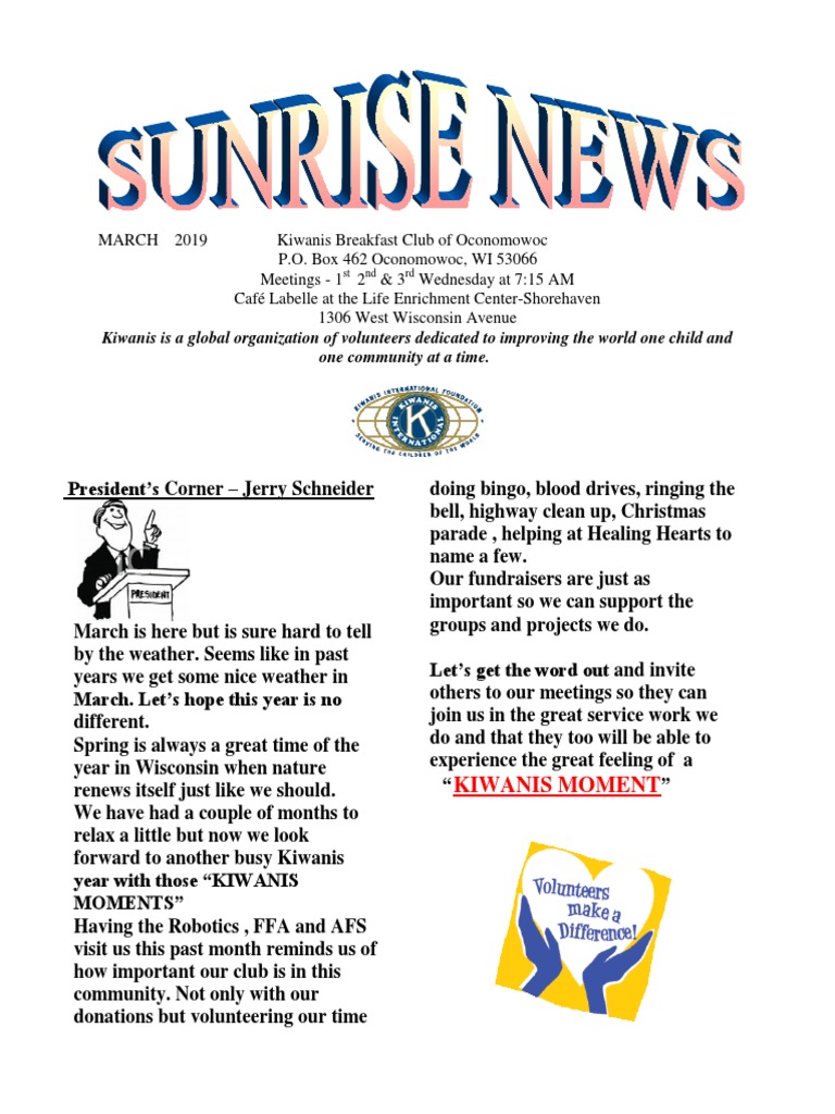 Kiwanis Is A Global Organization of Volunteers Dedicated To Improving ...