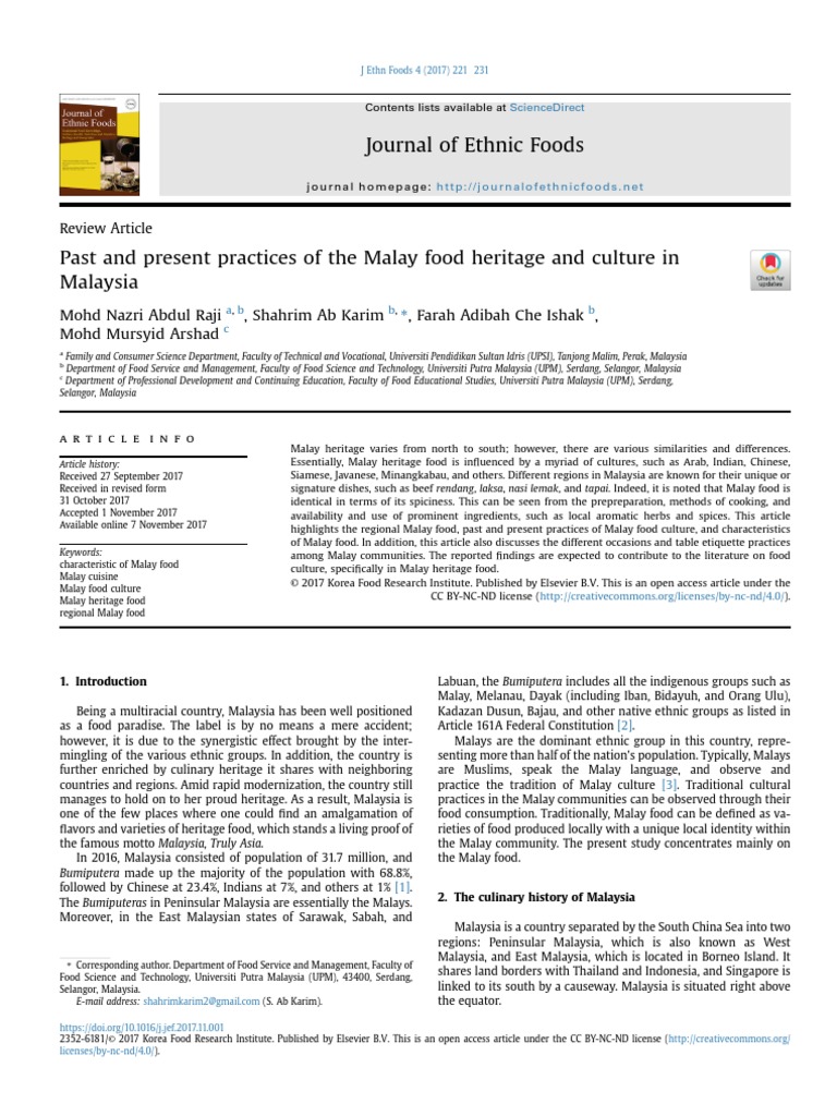 Journal of Ethnic Foods: Mohd Nazri Abdul Raji, Shahrim Ab Karim, Farah ...
