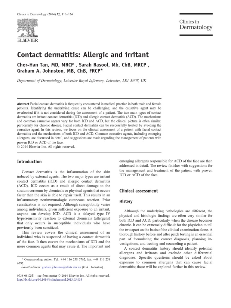 Contact Dermatitis: Allergic and Irritant | PDF | Dermatitis | Ultraviolet