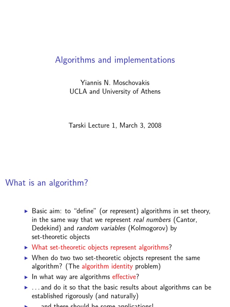 MOschovakis Algorithms | PDF | Algorithms | Mathematical Logic MOschovakis Algorithms | PDF | Algorithms | Mathematical Logic