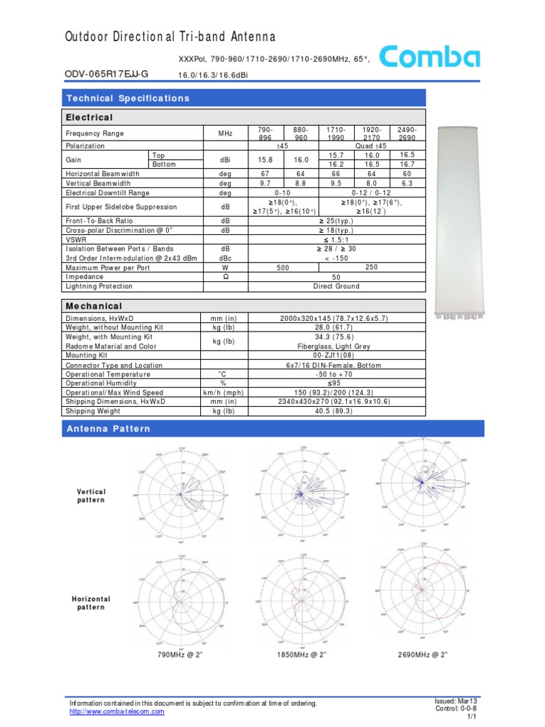 Especificacion-Tecnica ANTENA COMBA | PDF | Decibel | Antenna (Radio)