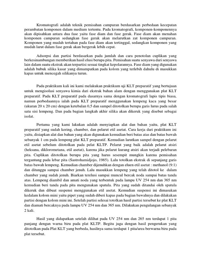 Pembahasan KLT Preparatif | PDF | Metode & Bahan Ajar