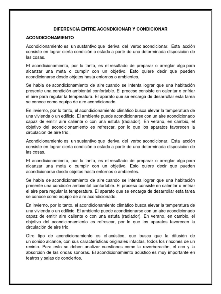 Diferencia Entre Acondicionar y Condicionar | PDF | Gas natural | Aire ...