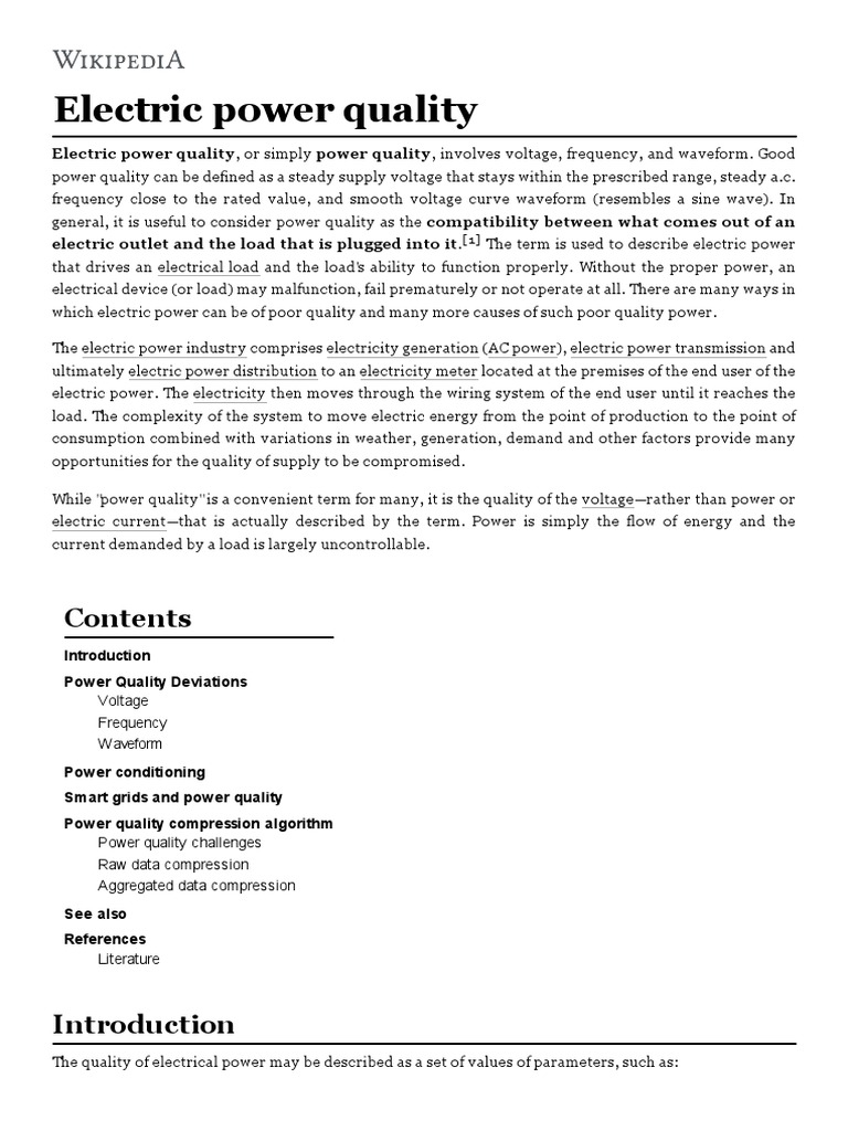 Electric Power Quality - Wikipedia | Download Free PDF | Electric Power ...