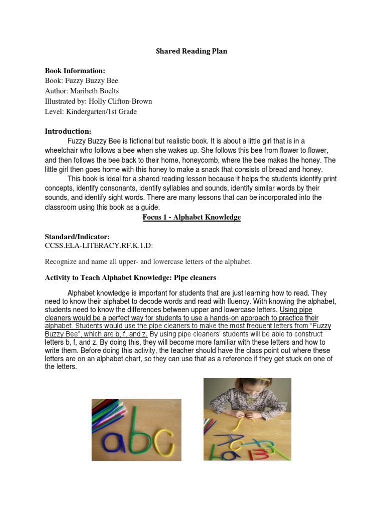 Shared Reading Plan | PDF | Phonics | Writing