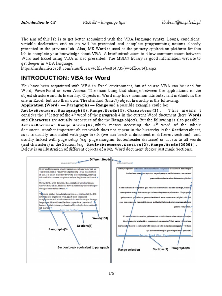 Introduction: Vba For Word | PDF | Array Data Type | Subroutine