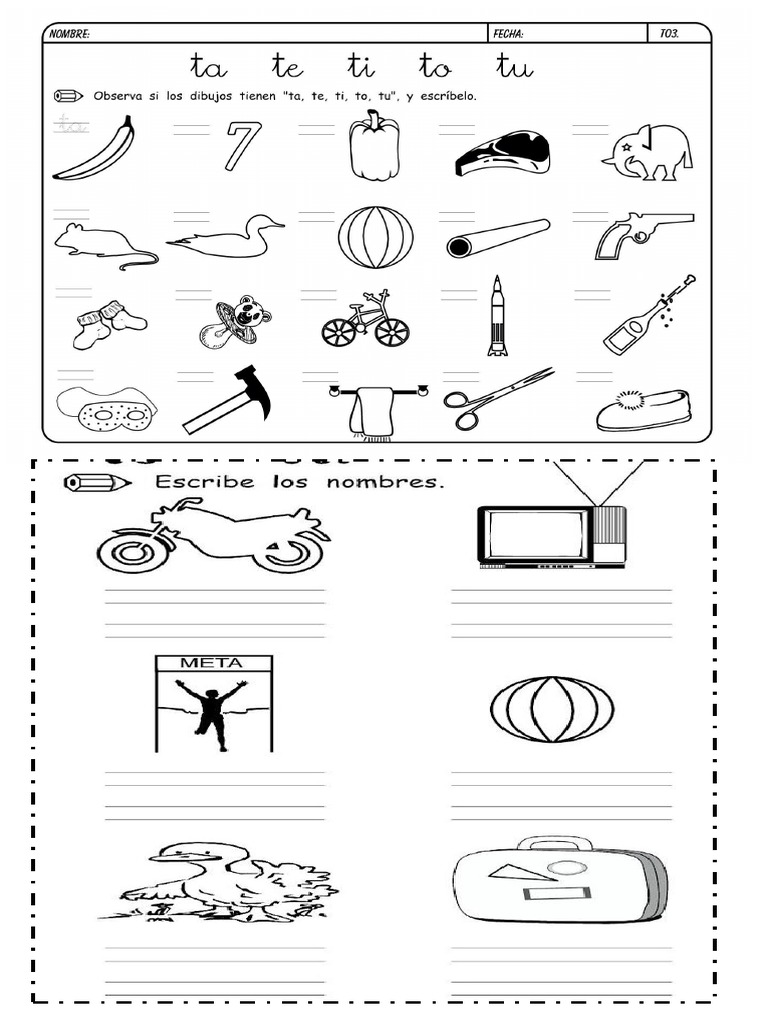 Actividades Letra TT | PDF