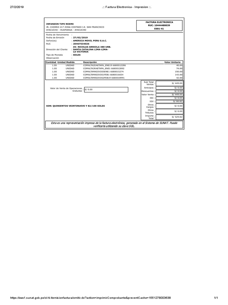 Factura Electronica - E001-41 | PDF | Aplicación web | Pagos