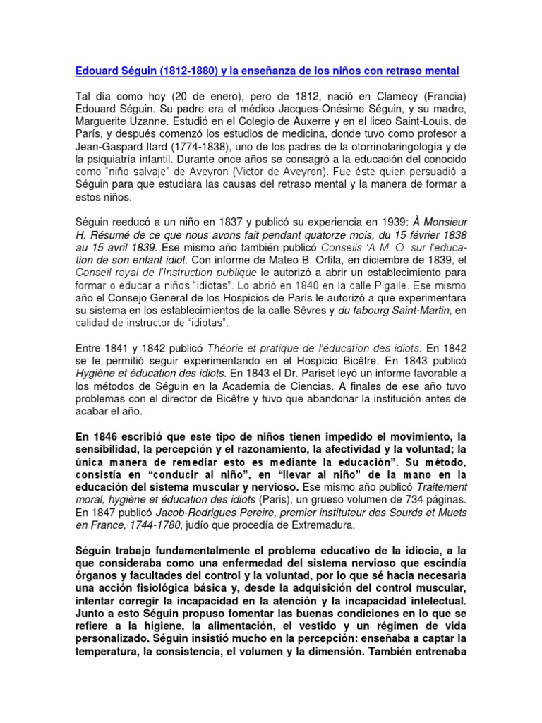 Edouard Séguin | Cognición | Sicología y ciencia cognitiva