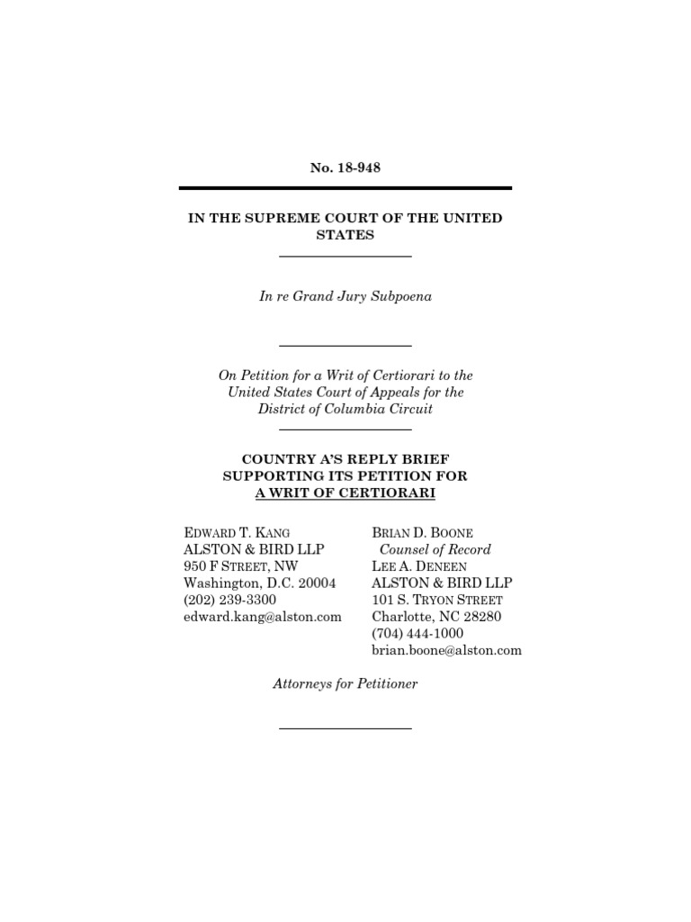 Country A Reply Brief | PDF | Sovereign Immunity | Jurisdiction