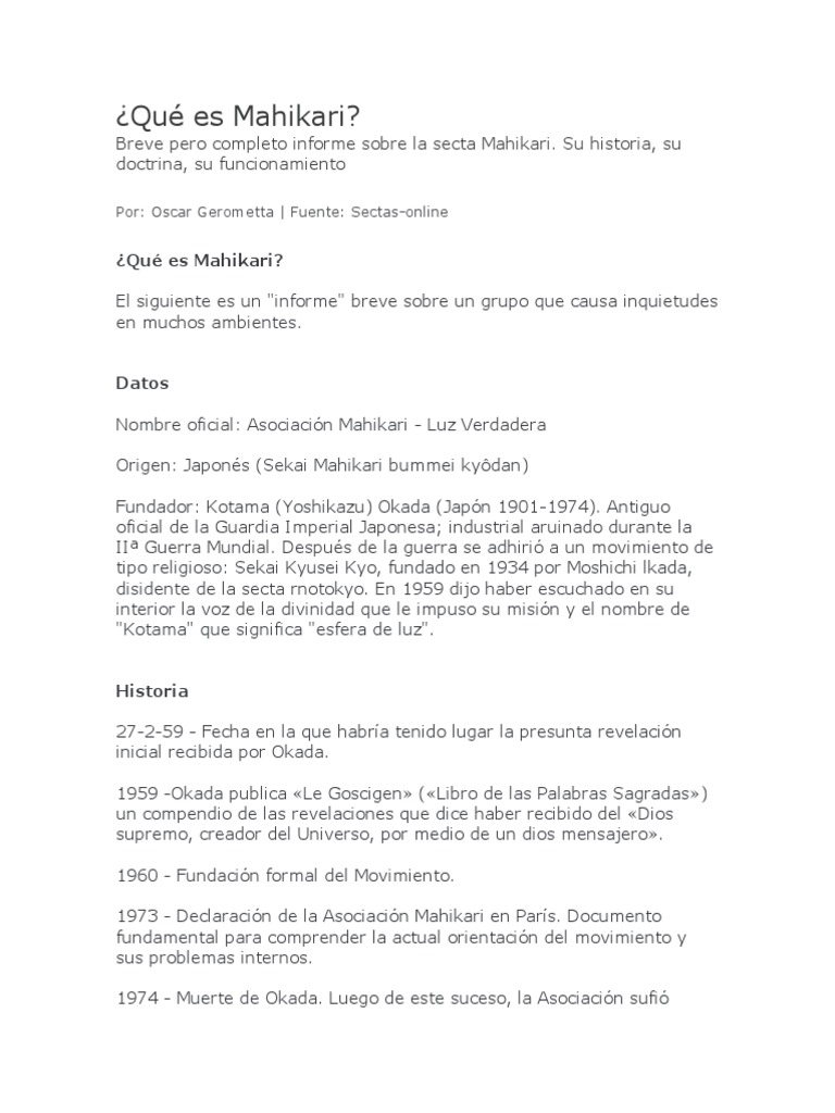 Qué Es Mahikari | PDF | Dios | Felicidad