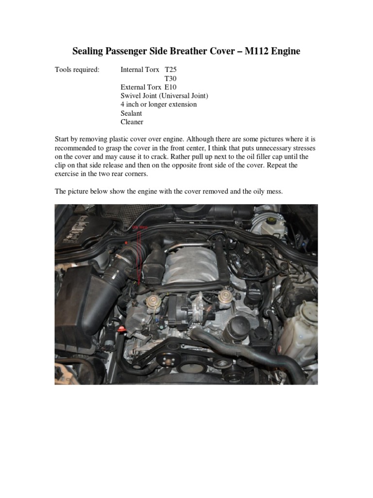 Sealing Passenger Side Breather Cover - M112 Engine | PDF | Mechanical ...