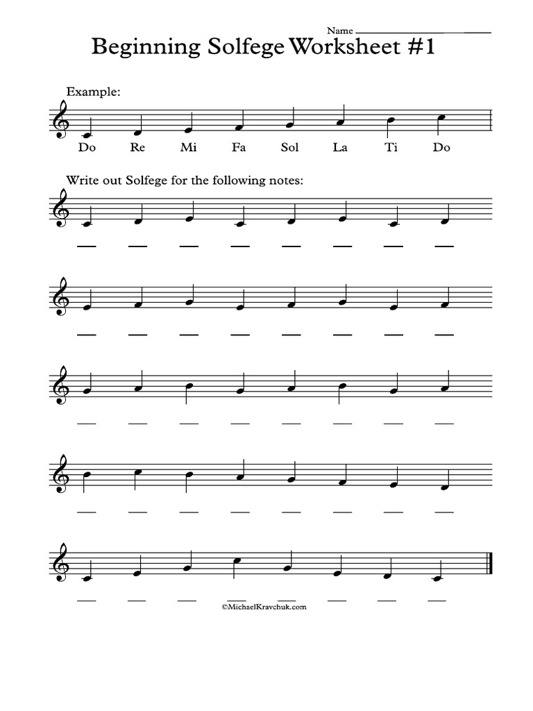 Solfege Worksheet 1 Full Score 1 PDF | PDF