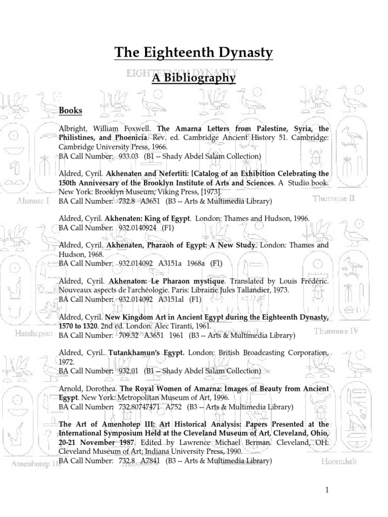 XIX Dinastia Bibliografia | PDF | Akhenaten | Eighteenth Dynasty Of Egypt