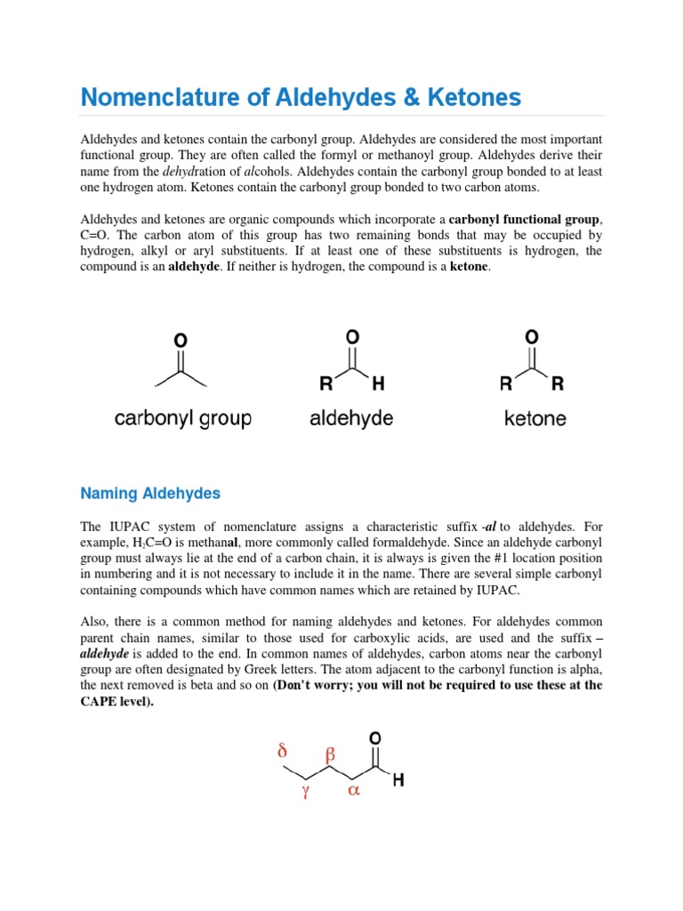 Nomenclature of Aldehydes and Ketones 5ba1b9cba7132 | PDF | Functional Group | Ketone
