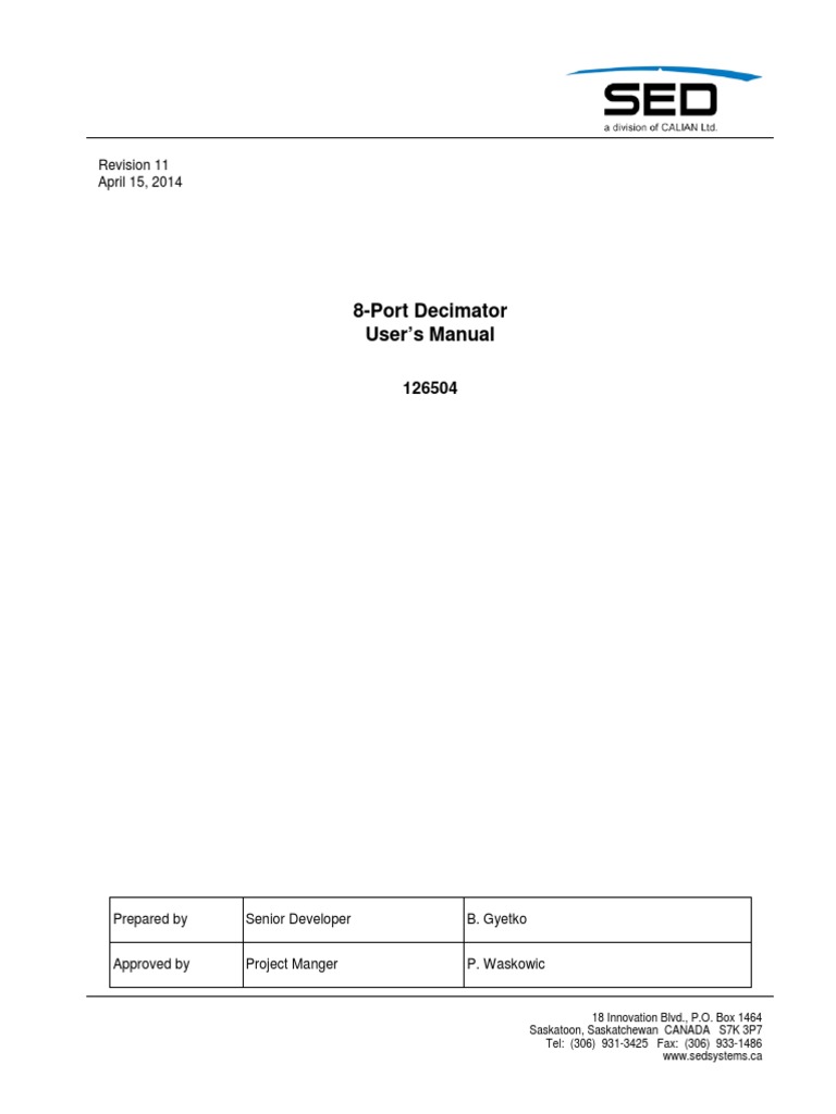 8-Port Decimator Users Manual (126504 - Rev11) | PDF | Graphical User Interfaces | Computer Network