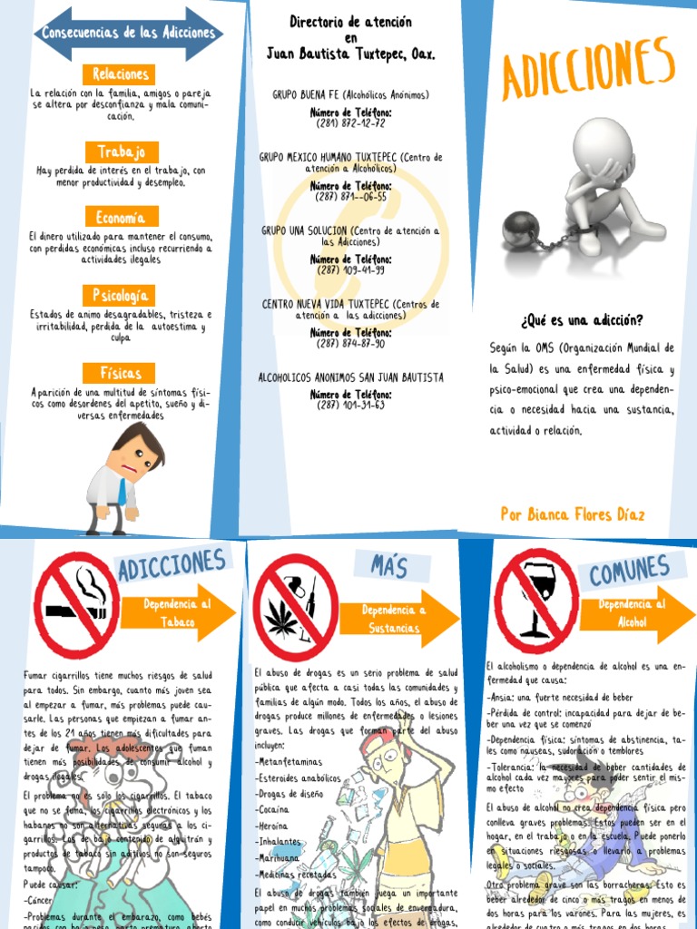 Triptico Sobre Adicciones | PDF | Fumar tabaco | Adicción Triptico Sobre Adicciones | PDF | Fumar tabaco | Adicción