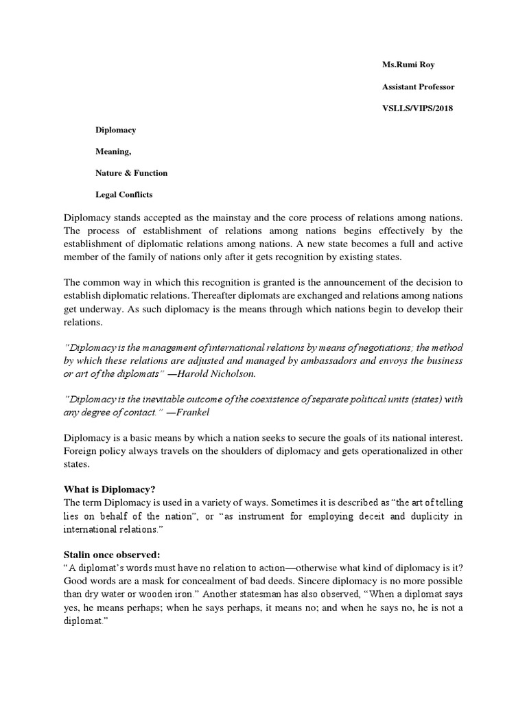 Diplomacy Handout PDF | PDF | Diplomacy | Diplomat