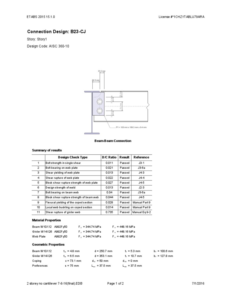 W10x22 Beam To W10x22 Beam | PDF | Screw | Beam (Structure)