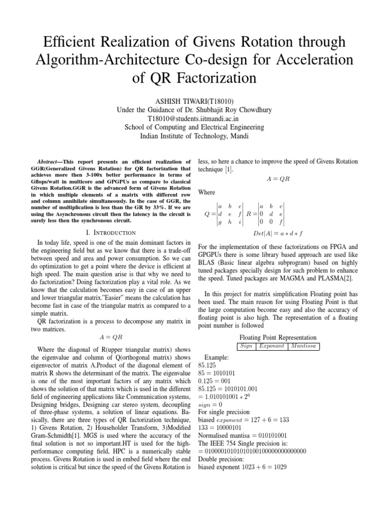Efficient Realization of Givens Rotation Through Algorithm-Architecture Co-Design For ...