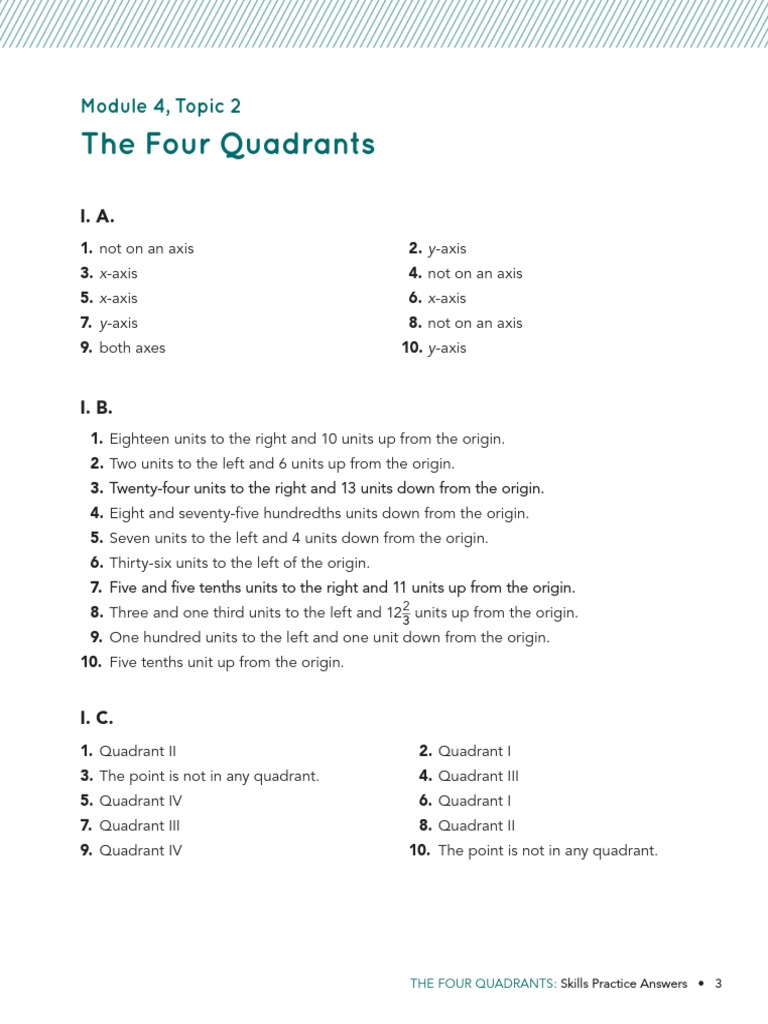 Quadrant Identification Practice | PDF | Cartesian Coordinate System ...