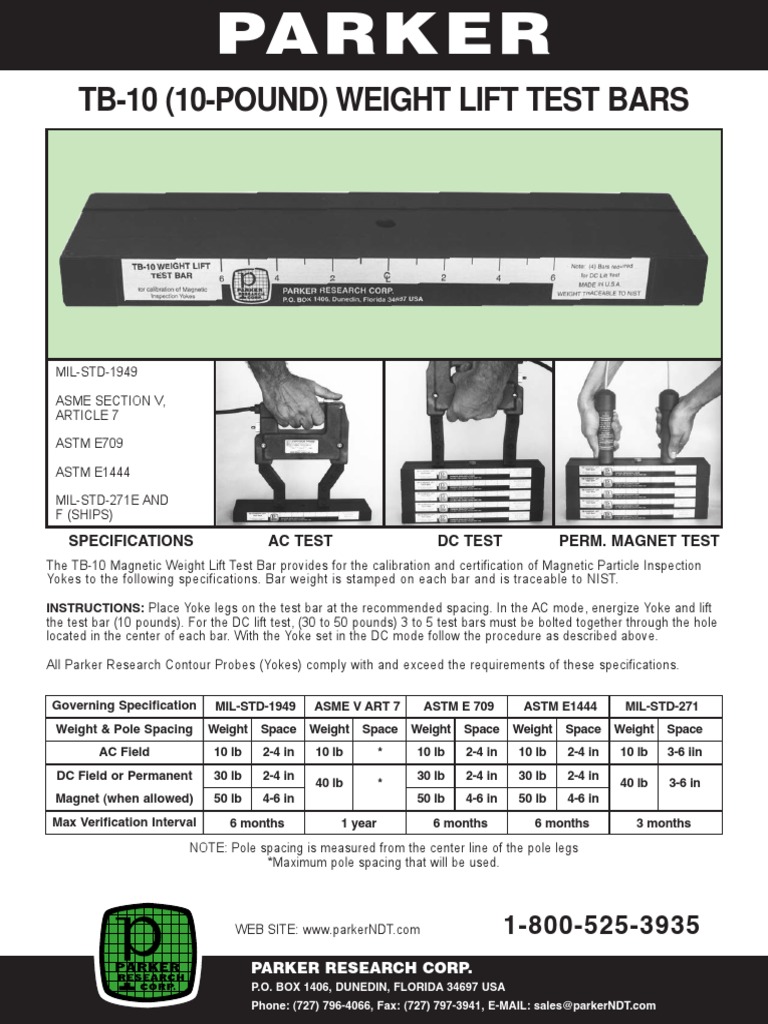 TB-10 Magnetic Weight Lift Test Bars | PDF | Calibration | Nature
