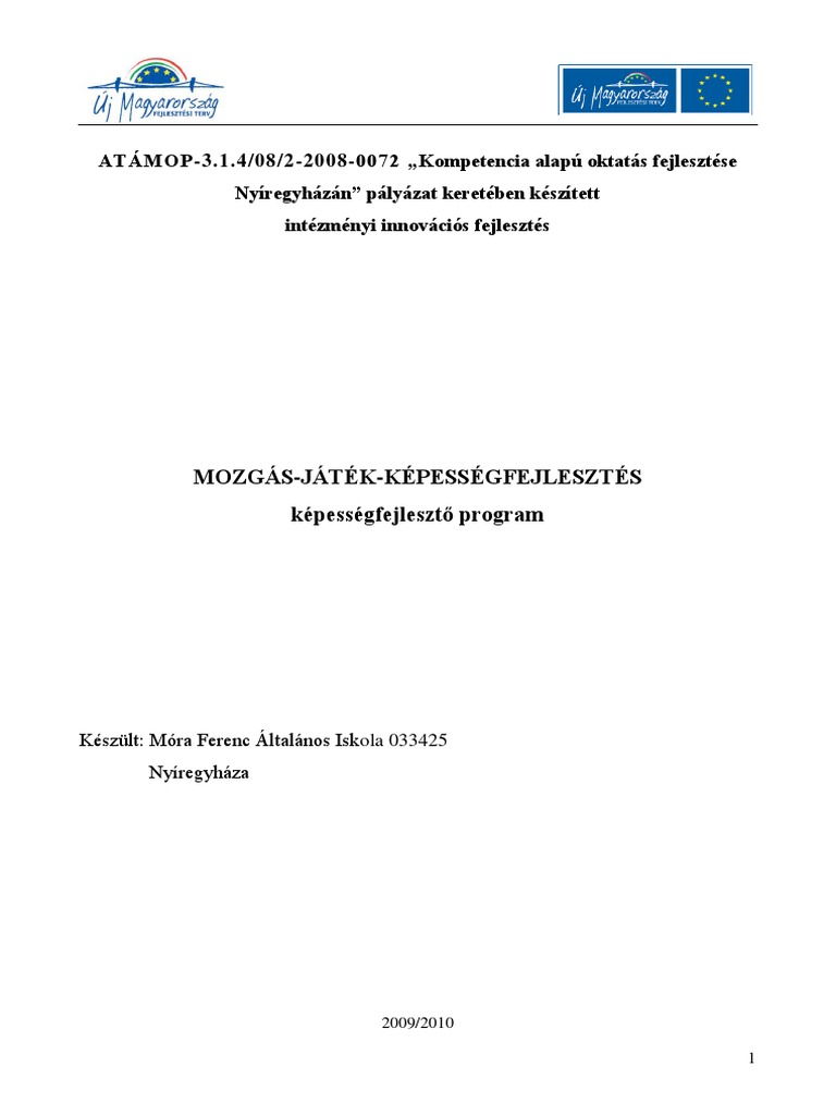 Mozgas Jatek Kepessegfejlesztes - Program PDF | PDF