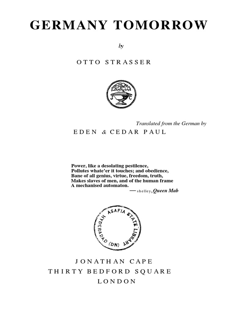 Otto Strasser - Germany Tomorrow PDF | PDF | Nazi Party | Adolf Hitler