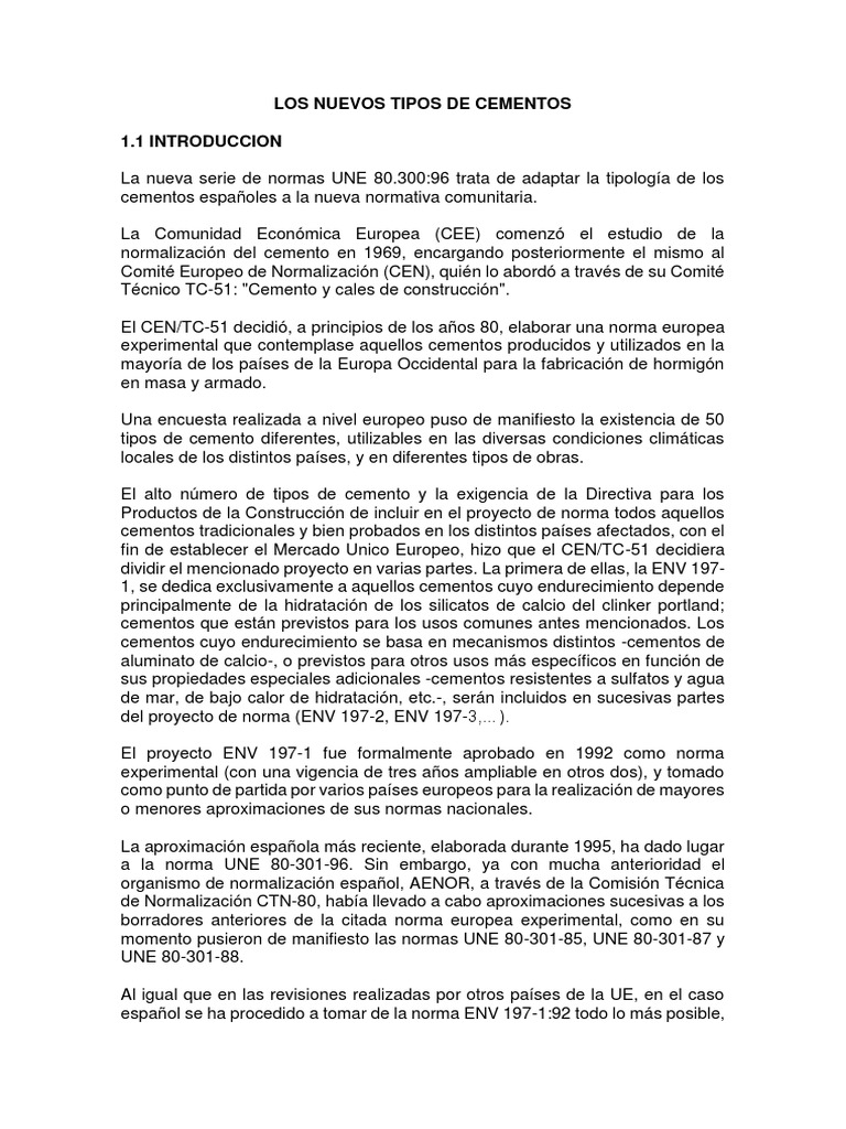 Tipos de Cementos | PDF | Hormigón | Cemento Tipos de Cementos | PDF | Hormigón | Cemento
