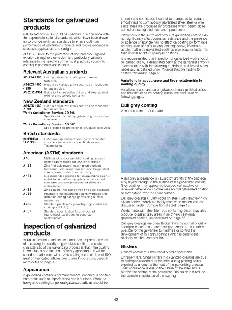 Galvanizing - Inspection Standards and Reference Photos PDF | PDF | Galvanization | Corrosion
