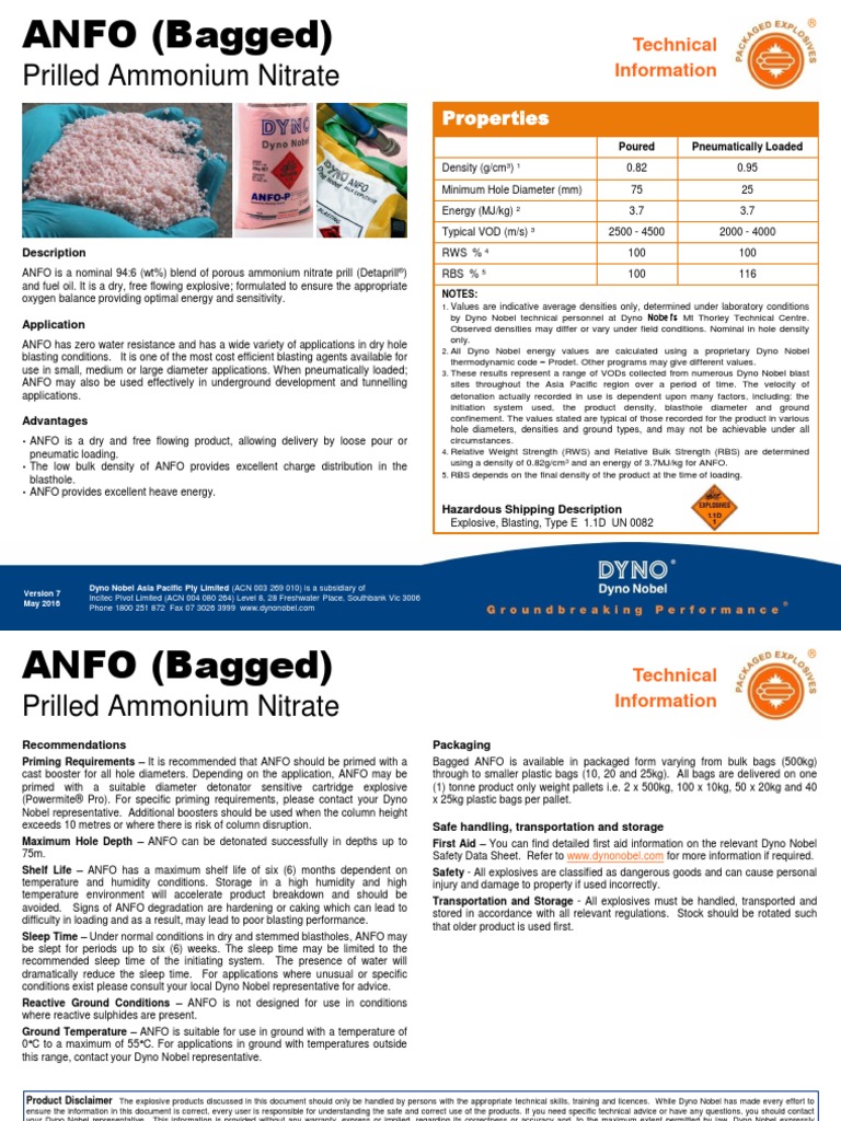 ANFO Bagged PDF | Download Free PDF | Chemistry | Nature